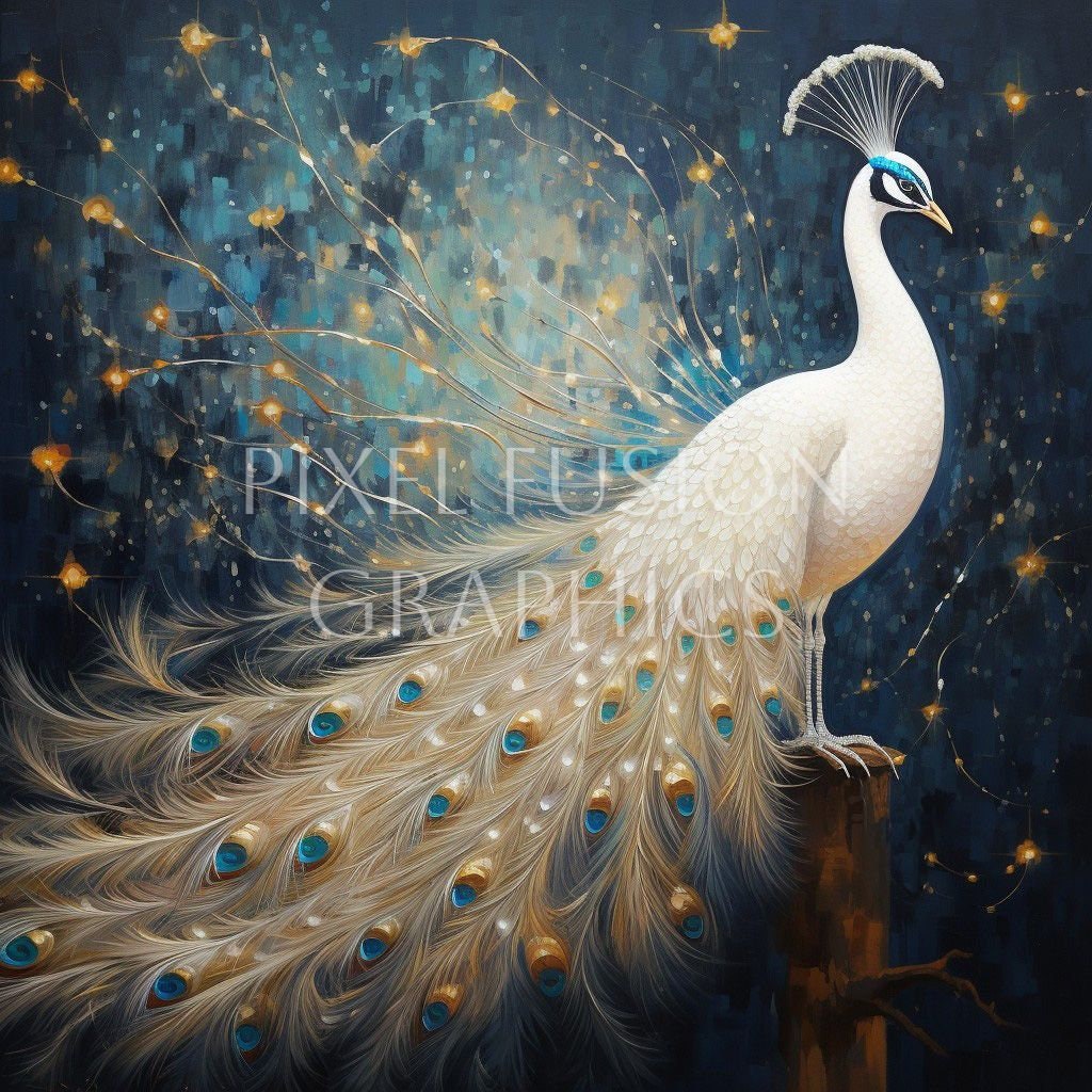 White Peacock Oil Painting