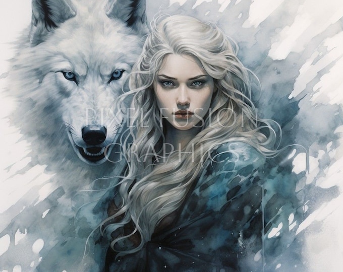 Muskogee Creek Native American Woman With a Wolf Digital Download AI ...