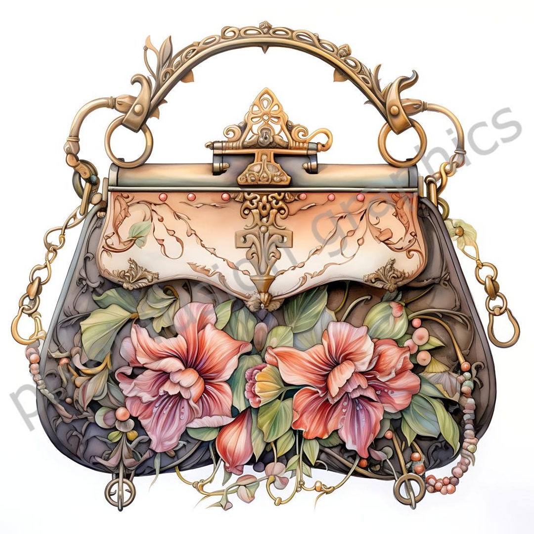 Victorian Purses Clipart Decorated Watercolor Purses Clip Art, High ...