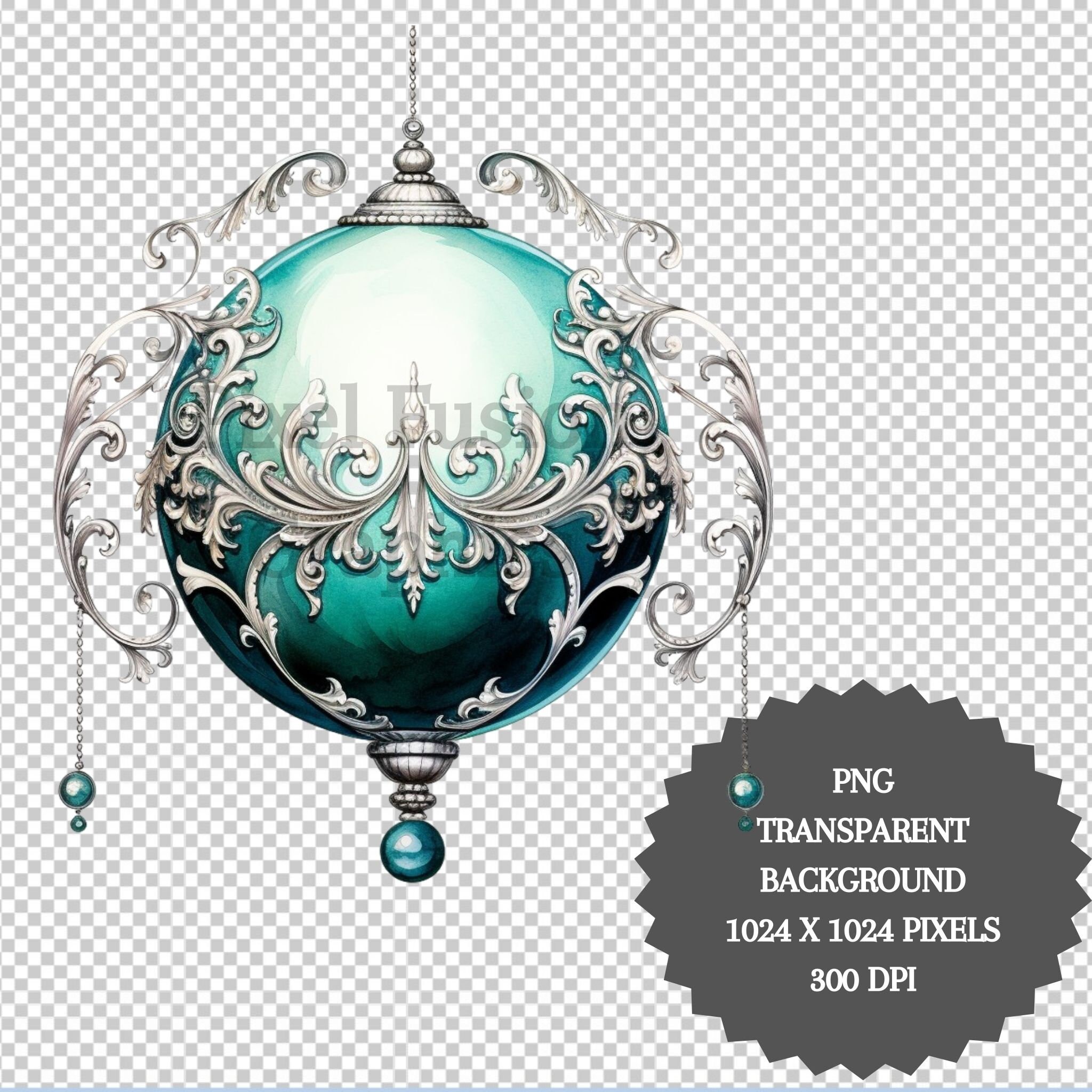 PNG Watercolor Turquoise Christmas Baubles Clip Art, High Quality ...