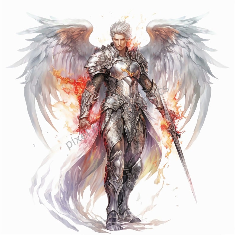 Arch Angels Watercolor Clip Art, Fighting Angels, High Quality ...