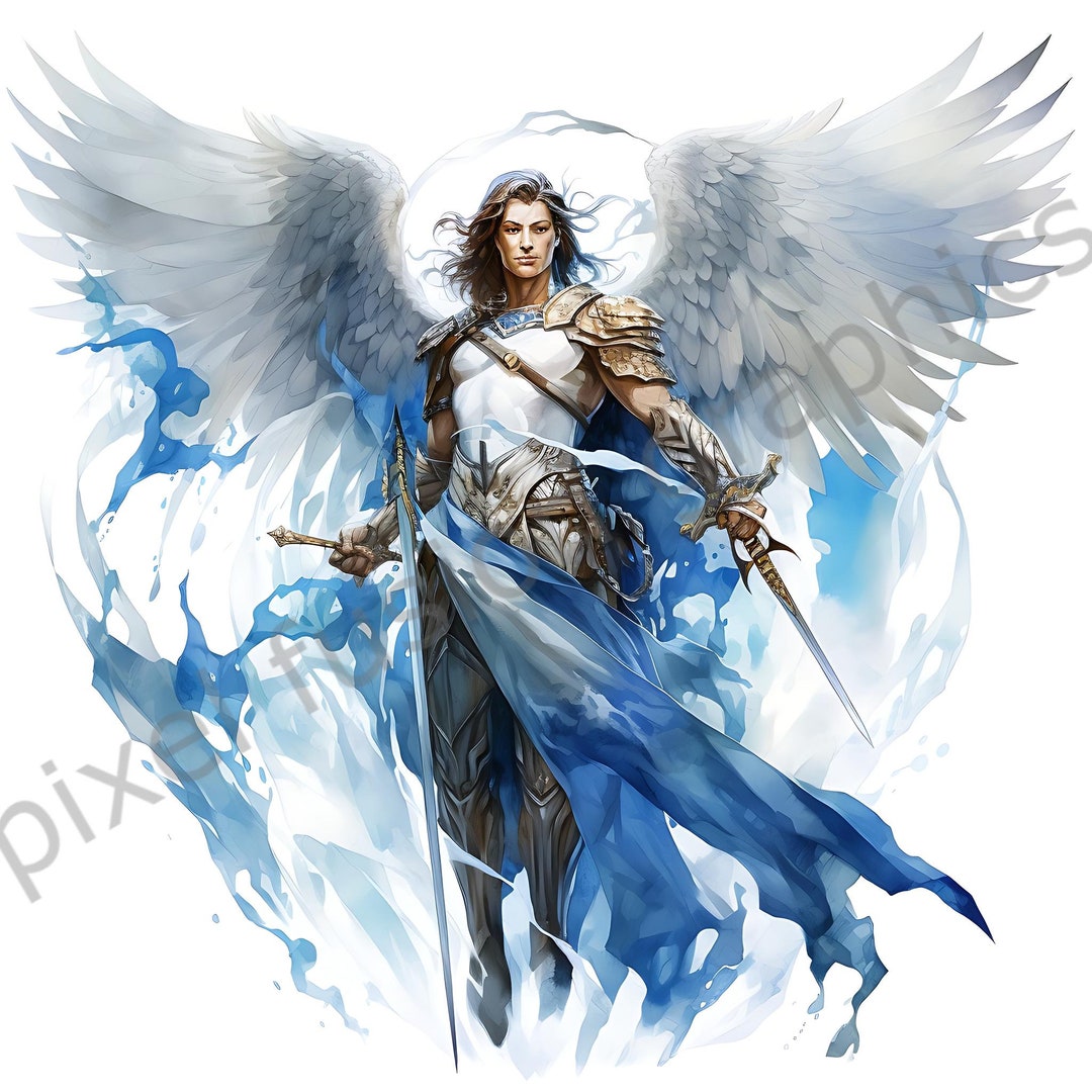 Blue Warrior Angels Watercolor Clip Art, High Quality Resolution JPG ...