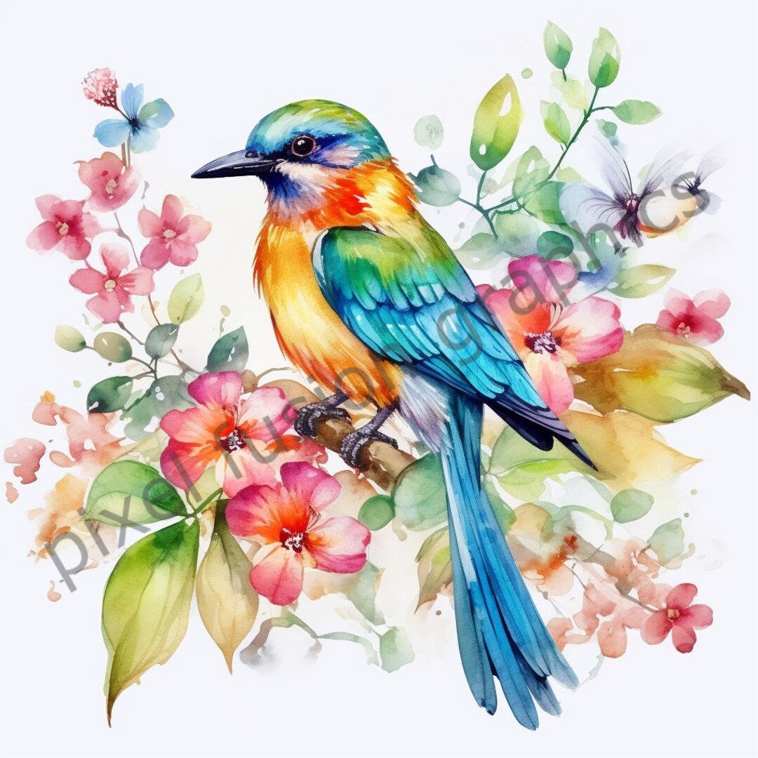 Watercolor Spring Birds Clip Art, High Quality Resolution, 300 DPI ...
