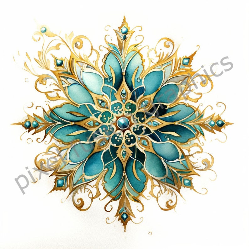 Turquoise Holiday Clip Art Ornaments Presents Wreath Snowflakes Trees ...