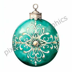 Turquoise Holiday Clip Art Ornaments Presents Wreath Snowflakes Trees ...