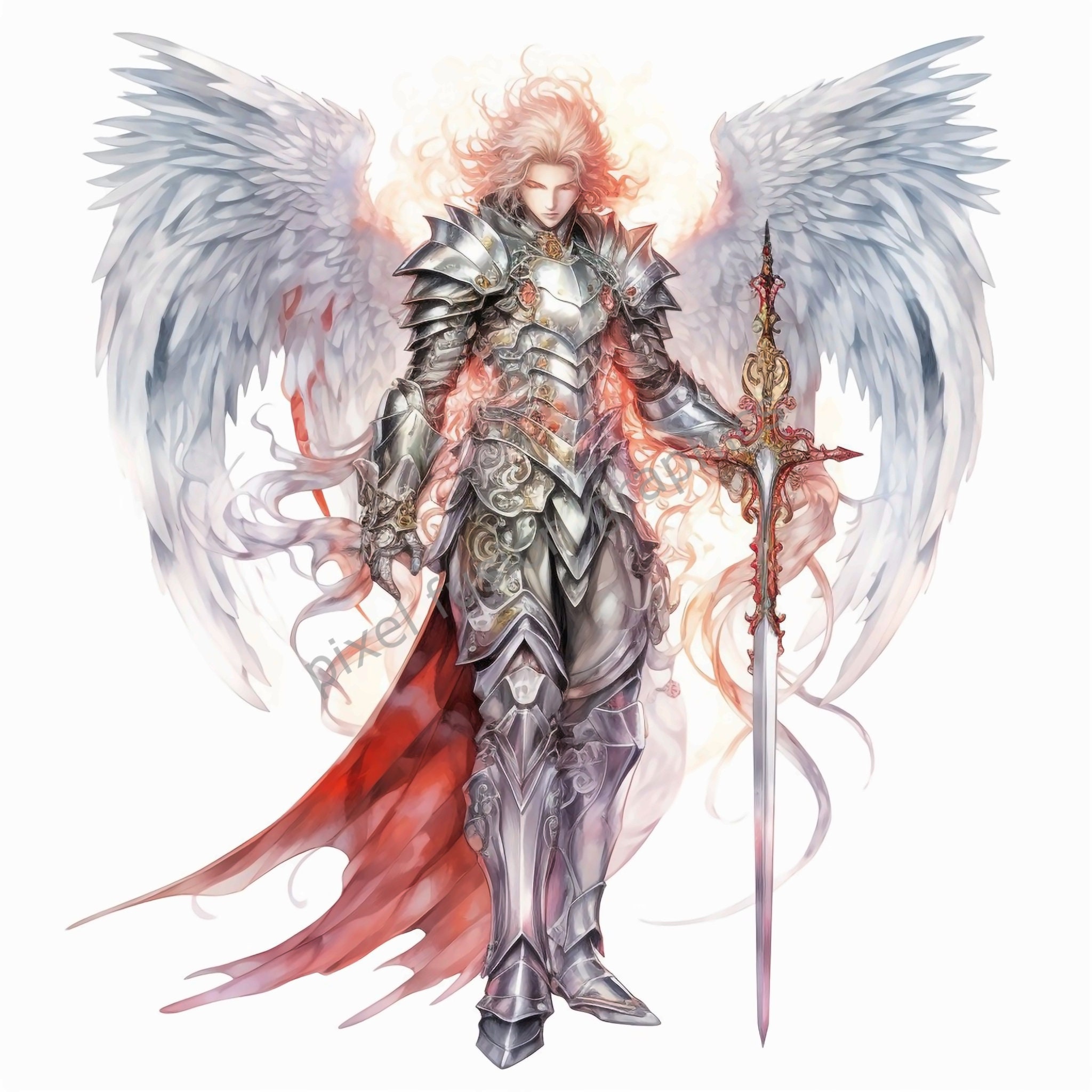 Arch Angels Watercolor Clip Art, Fighting Angels, High Quality ...