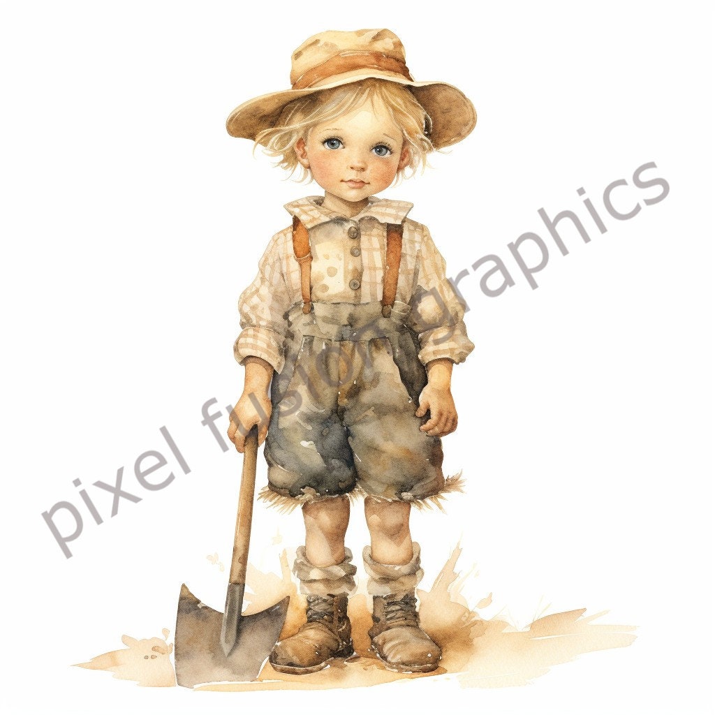 Gardeners Watercolor Clip Art, High Quality Resolution,300 DPI, Cute ...