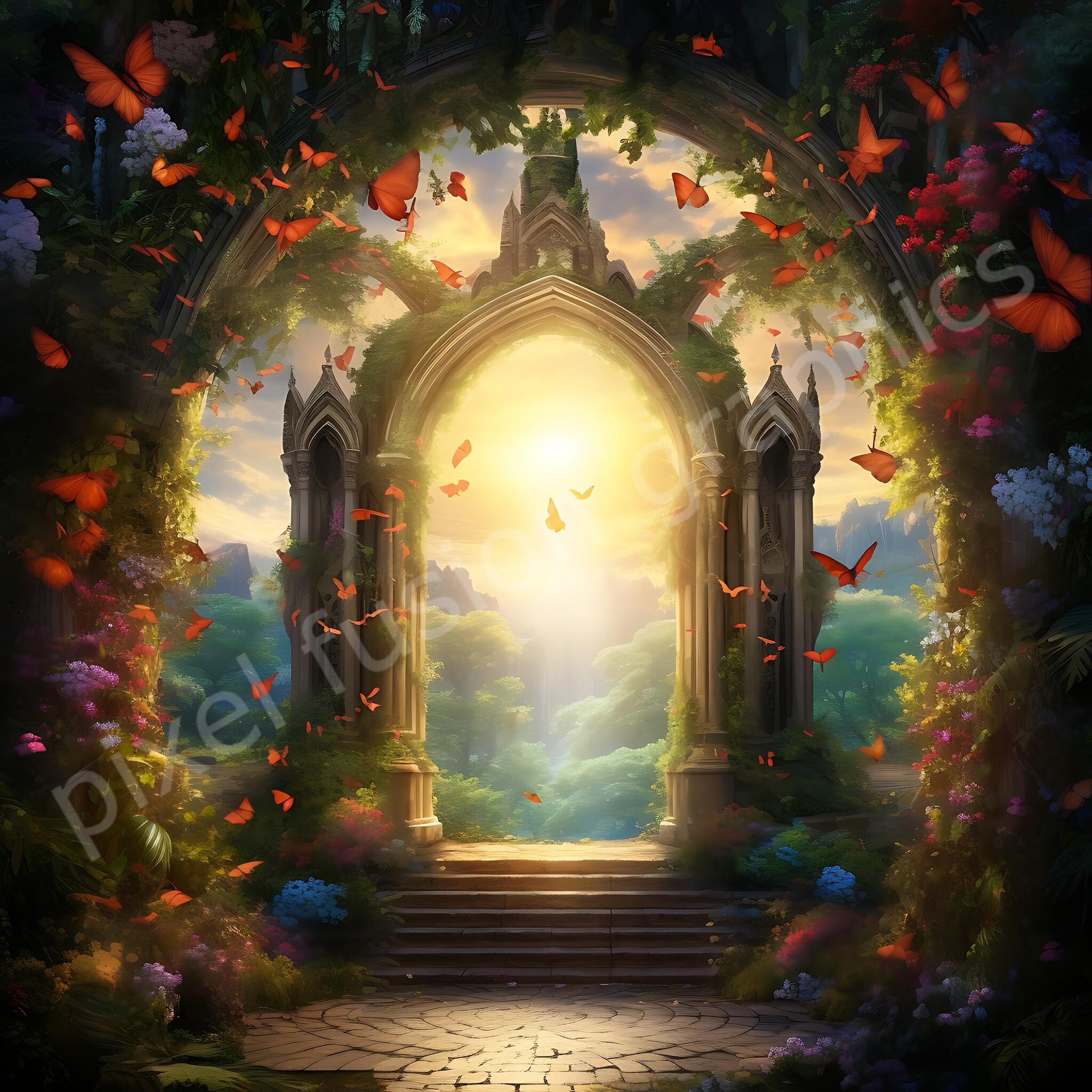 Enchanted Portal Clip Art, Fantasy Forest, Glimmering Snow Portal ...