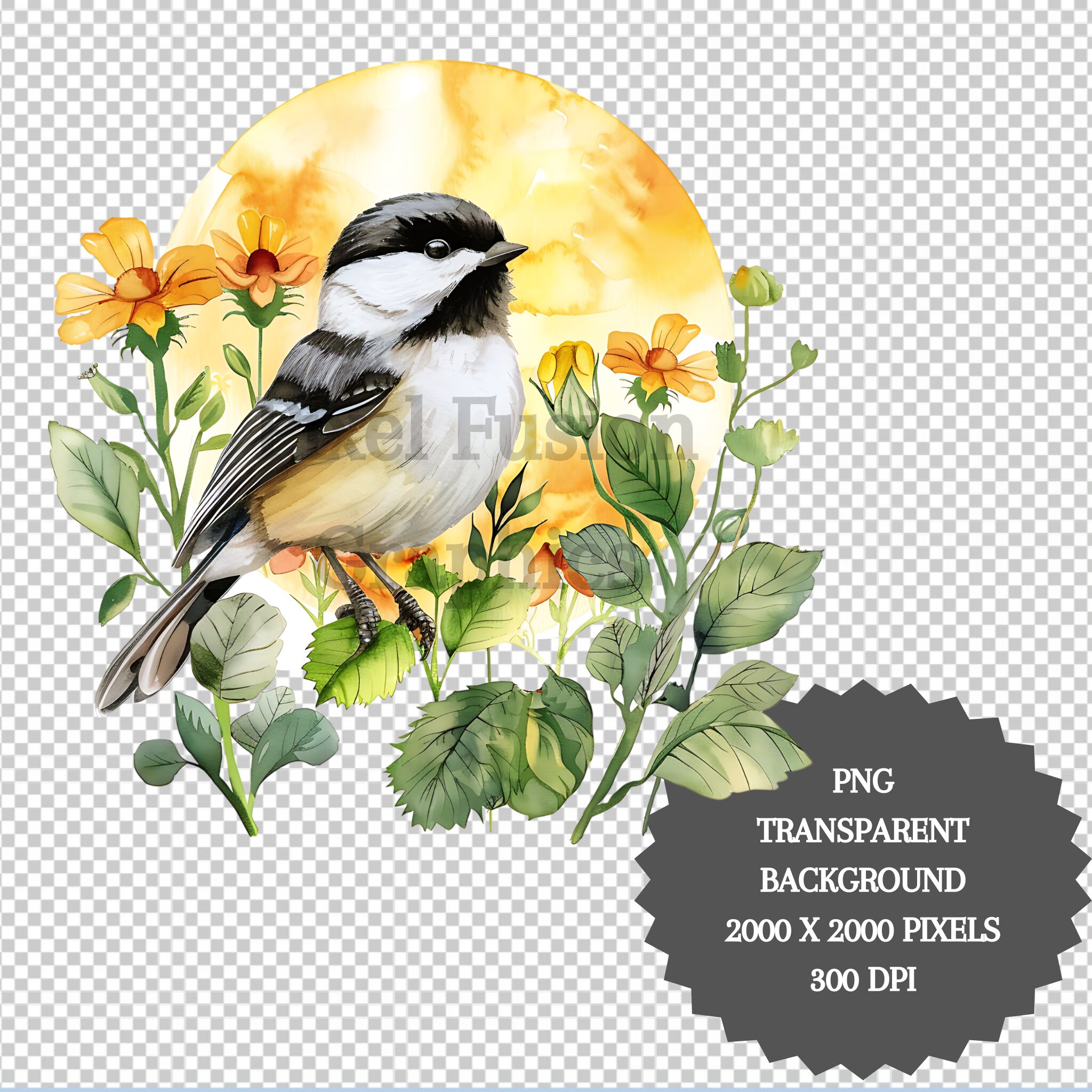 NEW Chickadee Bird Watercolor PNG Clip Art Spring and Summer Chickadee ...
