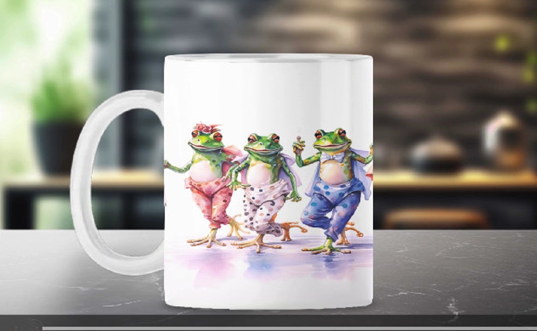 Funny Dancing Frogs Cartoon Style Mug Sublimation, Seamless Wraparound 11oz & 15oz Mugs, High ...