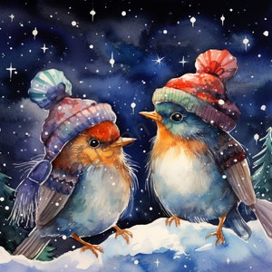 Winter Birds Cute Watercolor Whimsical Bird Clip Art 12 JPG Original ...
