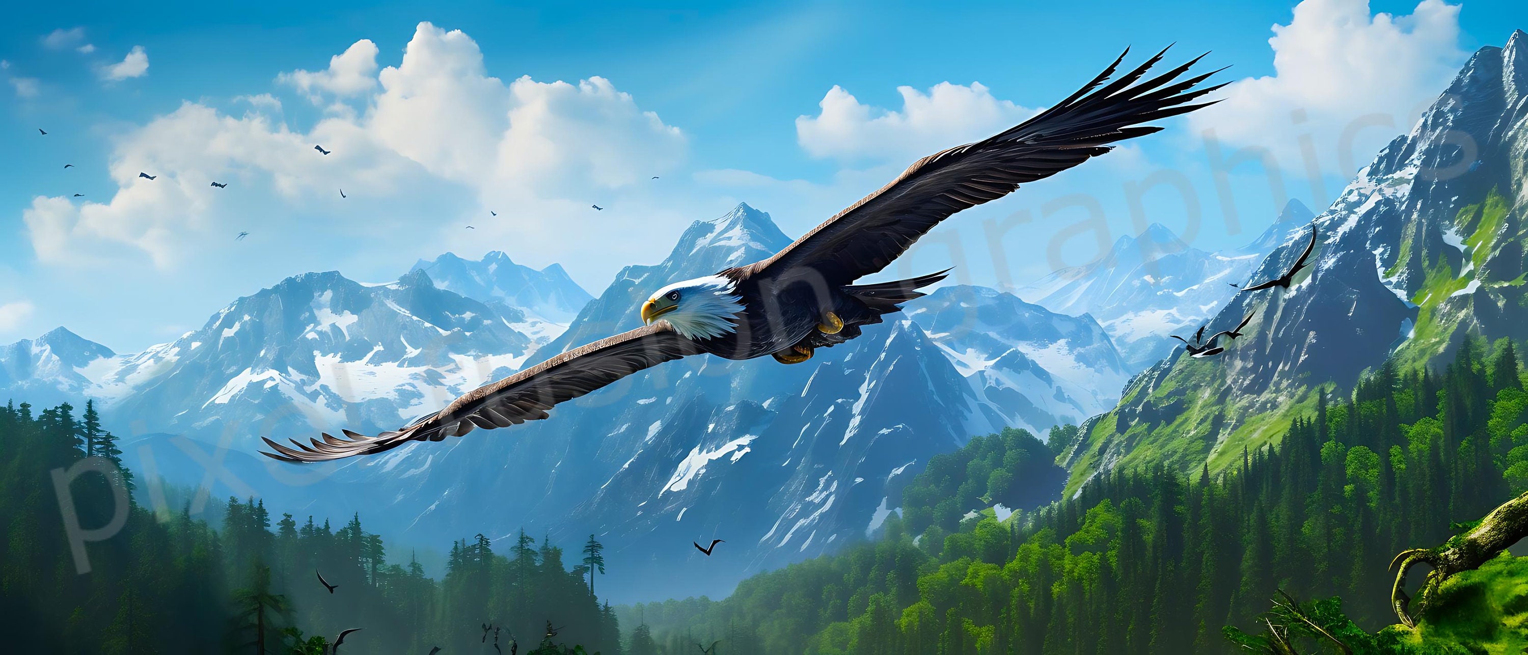 Soaring Eagle Sublimation Clip Art, 4 High Quality Resolution Graphics ...