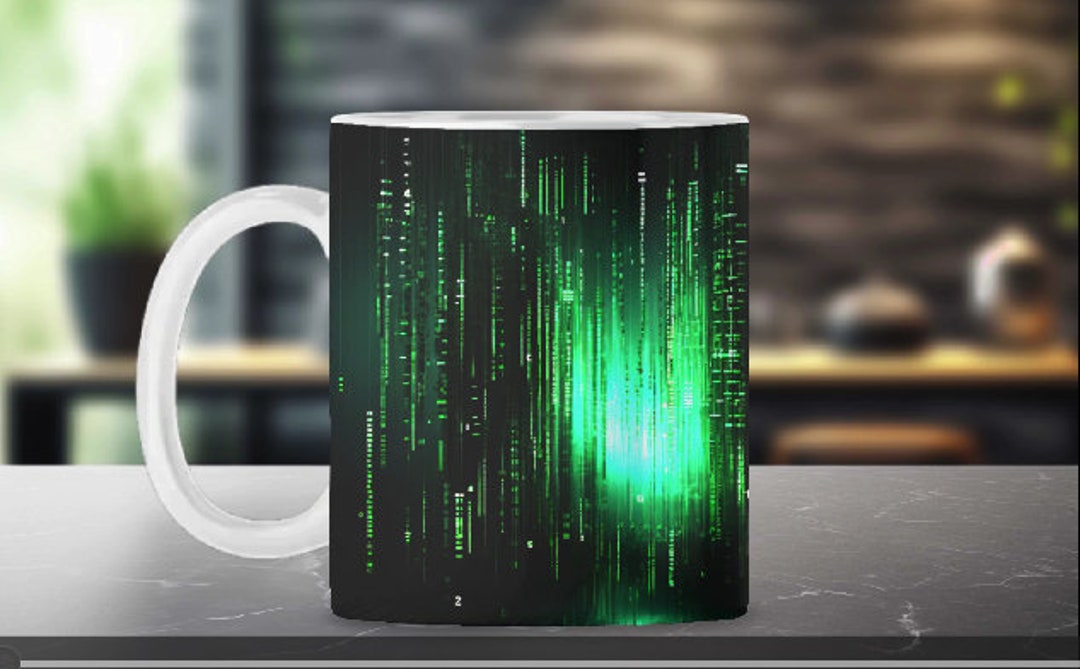 Matrix Code Inspired Mug Seamless Wrap File 11oz. and 15 Oz. Mugs 2 ...