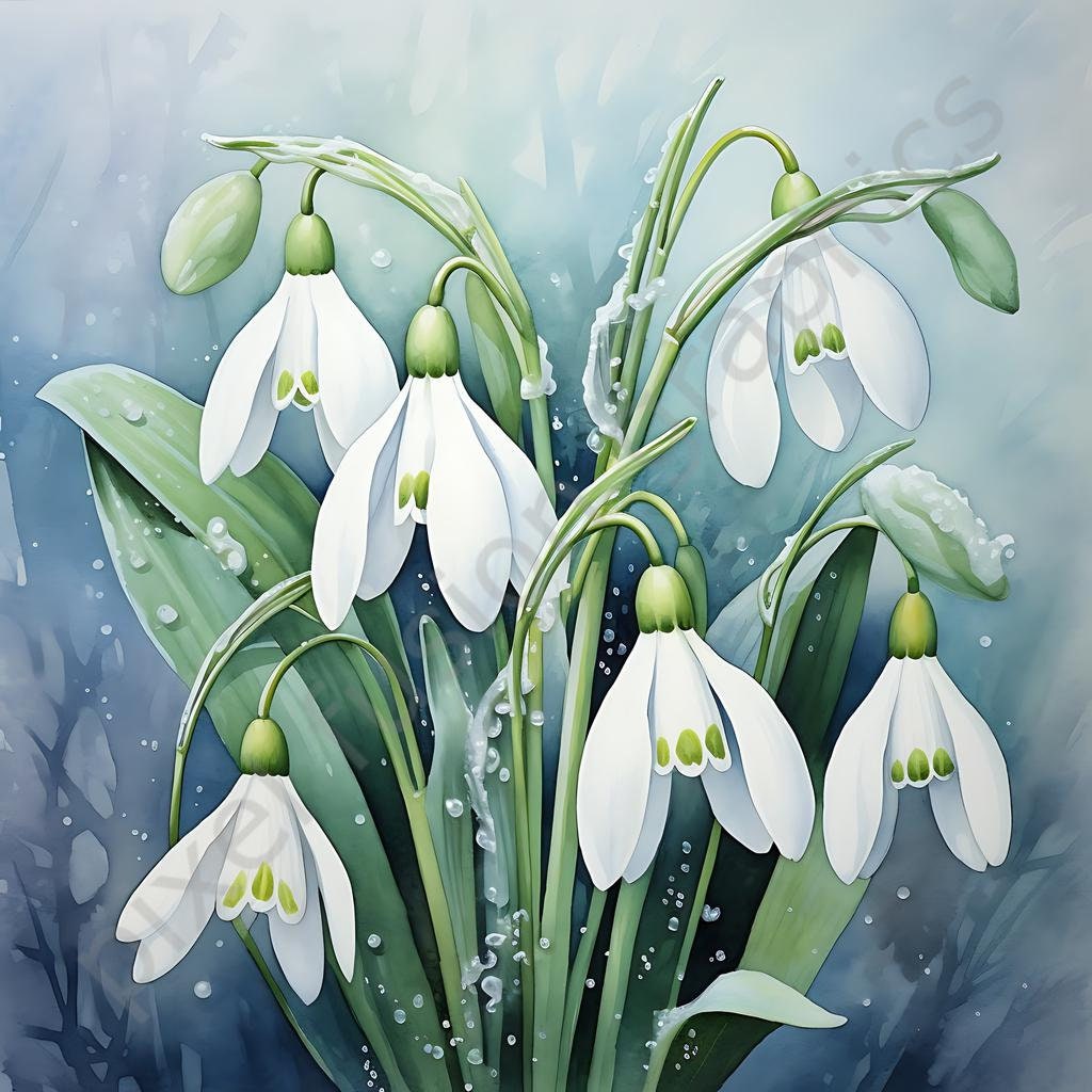 Snowdrop January Birthday Flower Watercolor Clip Art, High Quality ...