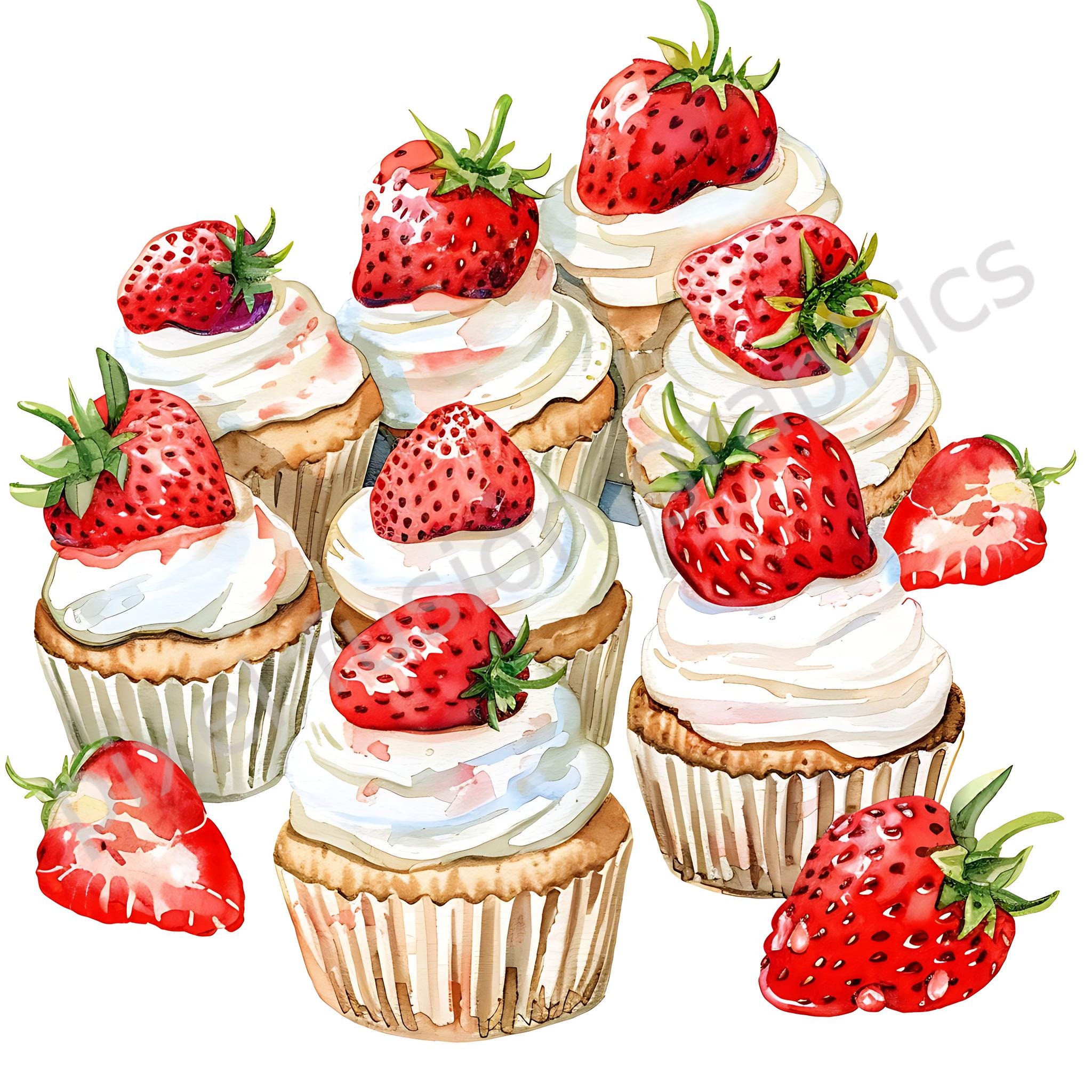 Chocolate Strawberry Cupcake Clipart Bakery Clipart Designs Sweets ...