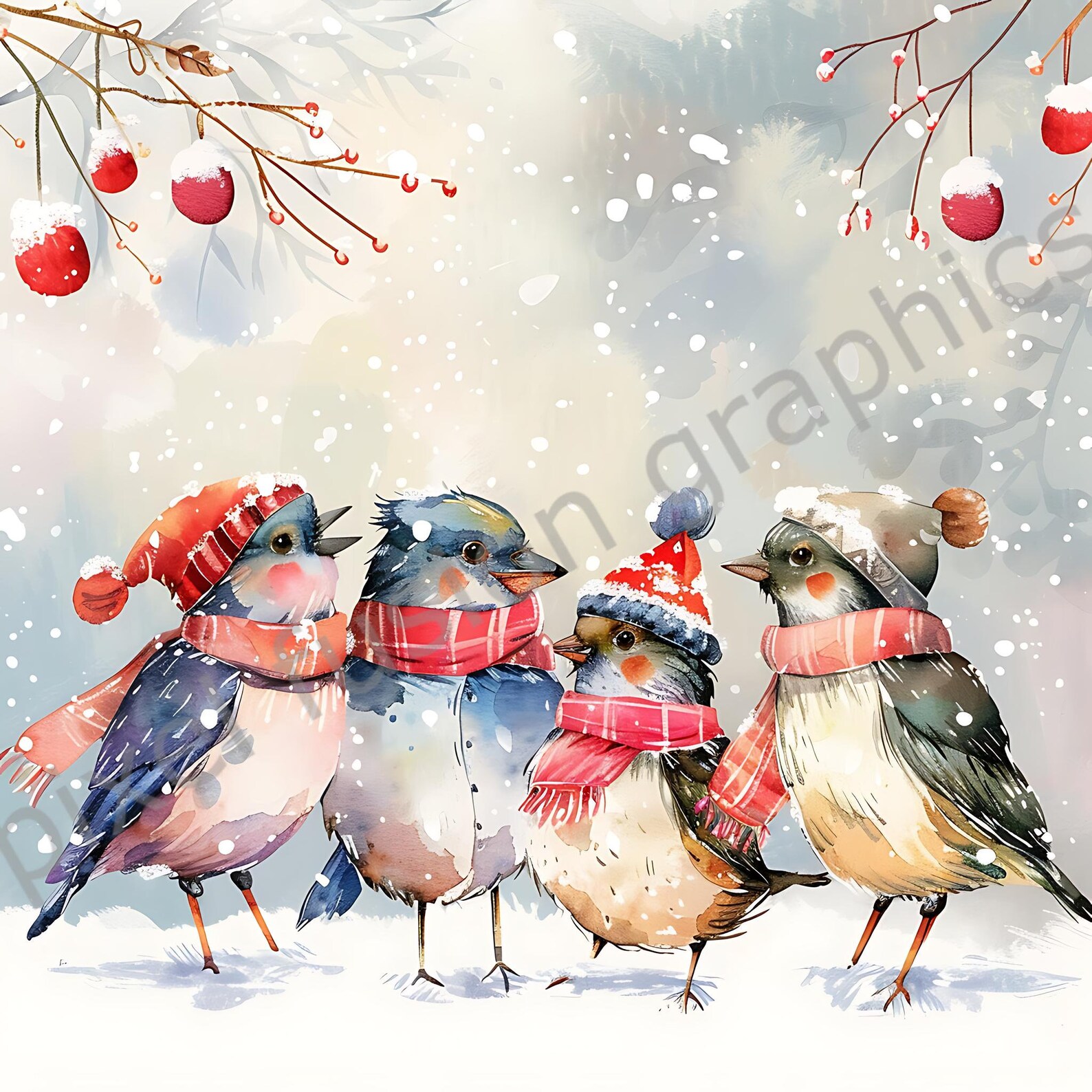Cute Winter Birds Clip Art Watercolor Whimsical Bird Clip Art 10 JPG ...