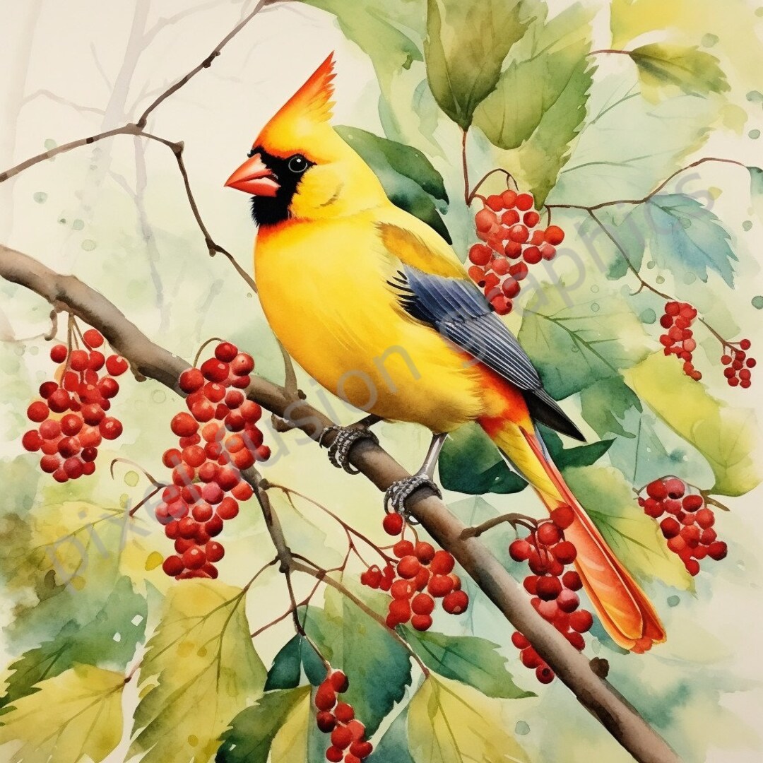 Rare Yellow Northern Cardinal Clip Art, High Quality Resolution, 300 ...