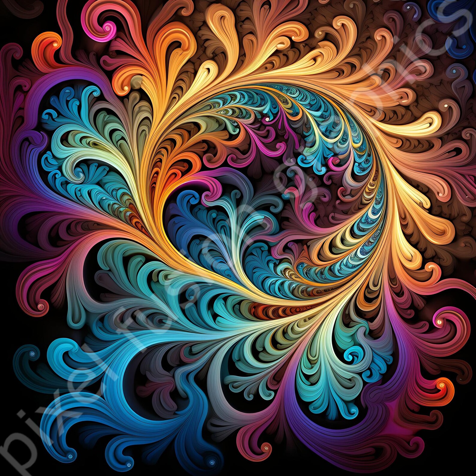 Fractal Clip Art Images Clip Art, 12 High Resolution, 300 DPI Instant ...