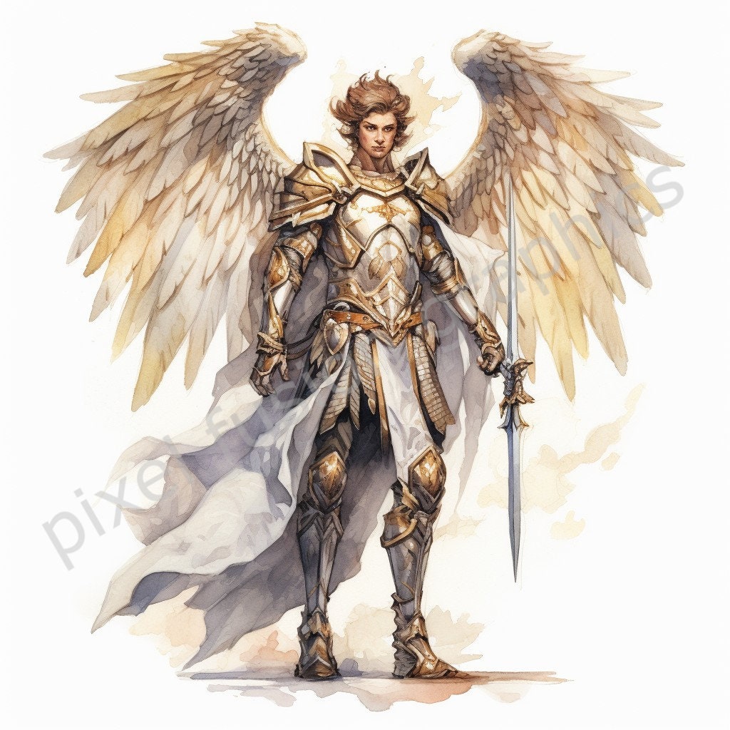 Warrior Angels Watercolor Clip Art, High Quality Resolution JPG, 300 ...