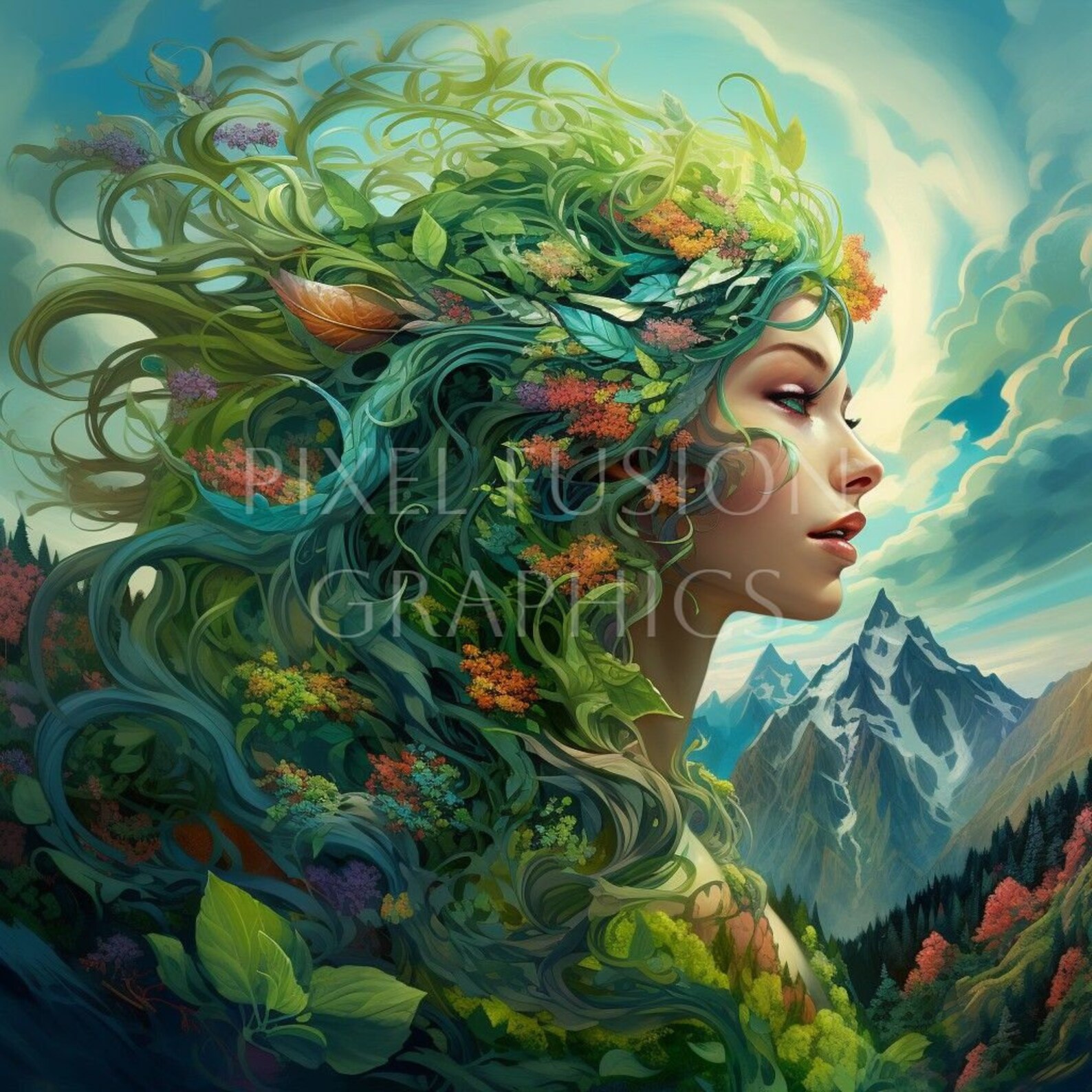 Fantasy Clipart, Forest Fairy Clip Art, Mother Earth Clipart, Gaia ...