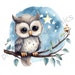 Cute Baby Owls Clip Art in Watercolor, High Quality Resolution, 300 DPI, Instant Download ...