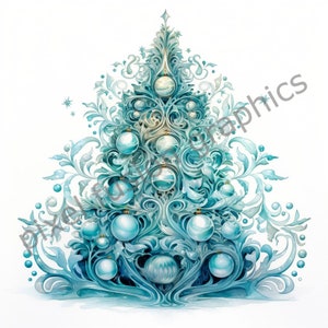 Turquoise Christmas Trees, Christmas Gifts Watercolor Scrapbooking ...