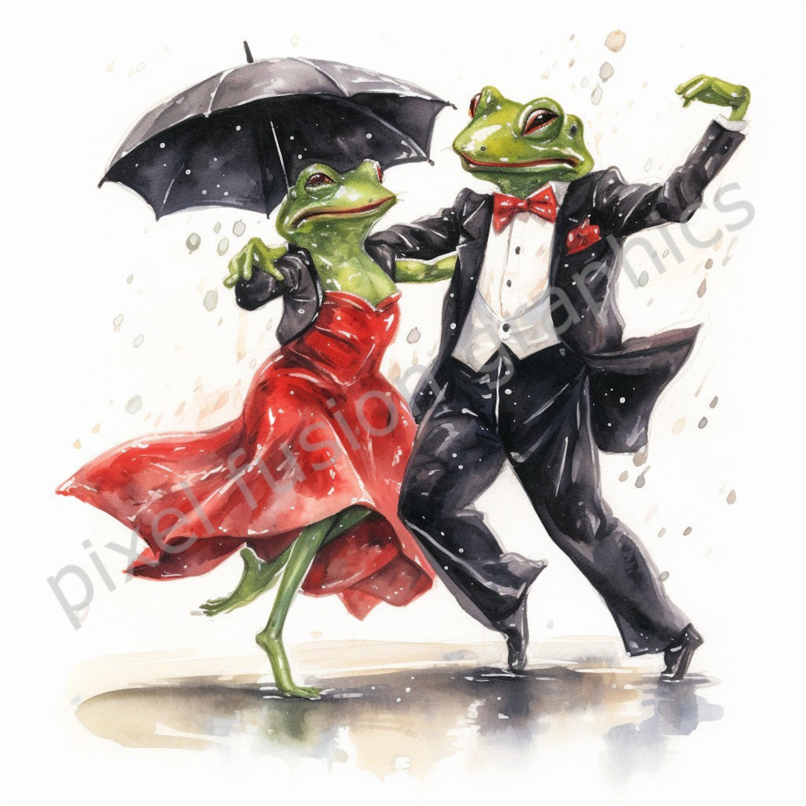 Dancing Frogs Watercolor Clip Art, High Quality Resolution, 300 DPI ...