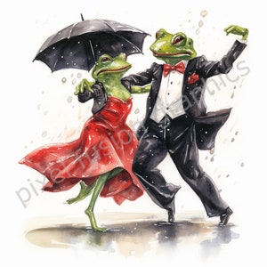 Dancing Frogs Watercolor Clip Art, High Quality Resolution, 300 DPI ...
