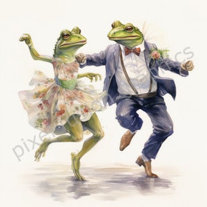 Dancing Frogs Watercolor Clip Art, High Quality Resolution, 300 DPI ...