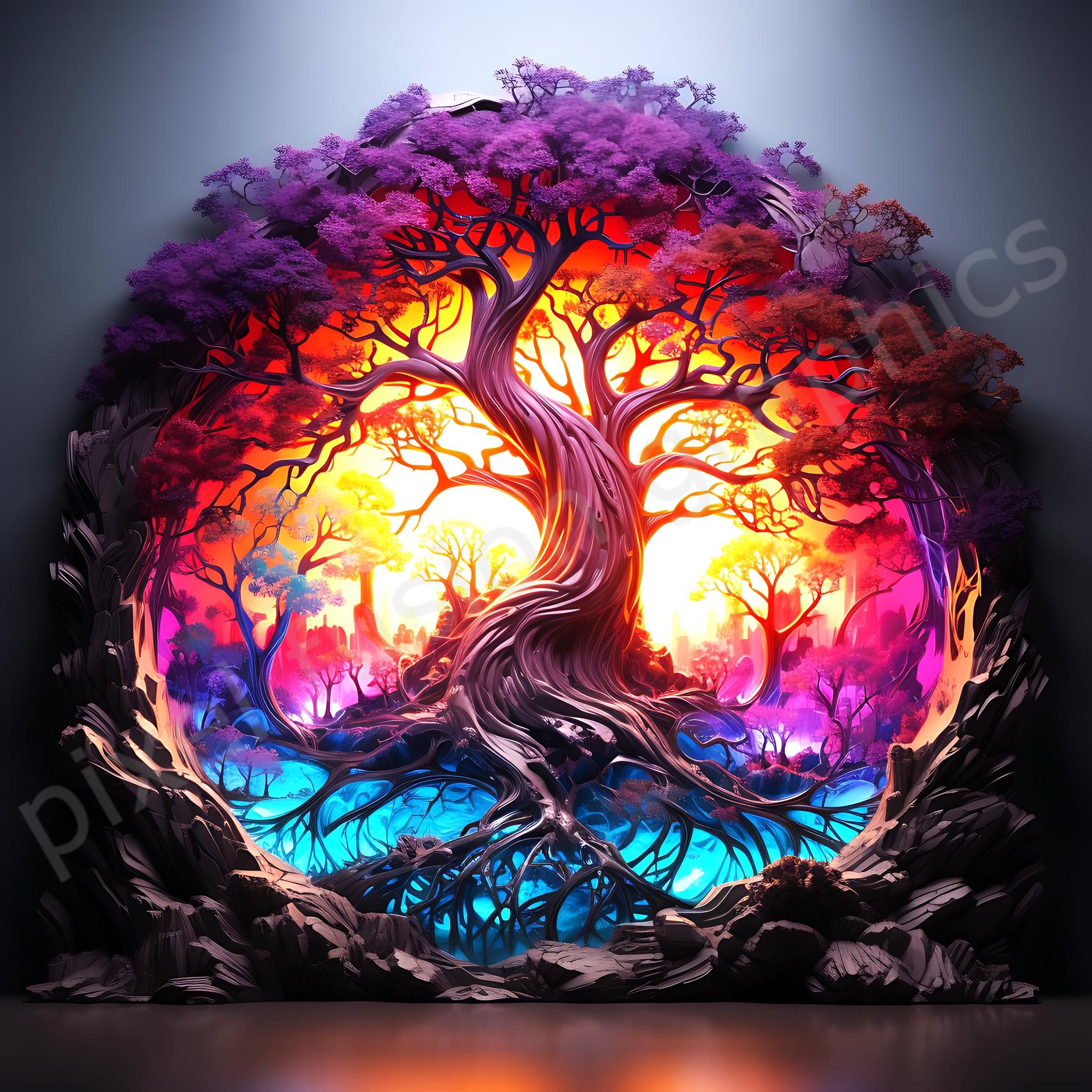 3D Tree of Life Inspired Seamless Wrap File 11oz. and 15 Oz. Mugs High ...