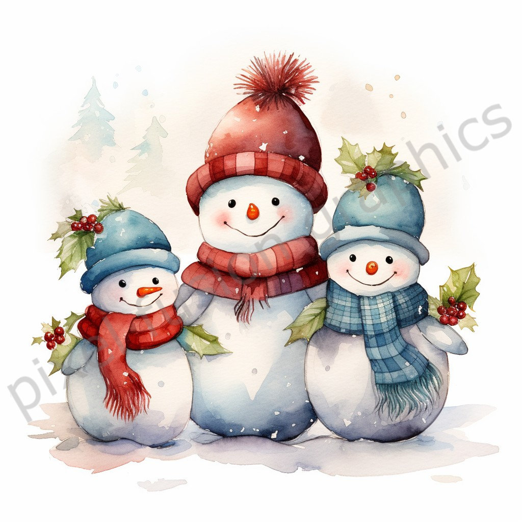 Watercolor Snowman Clip Art High Resolution High Resolution - Etsy