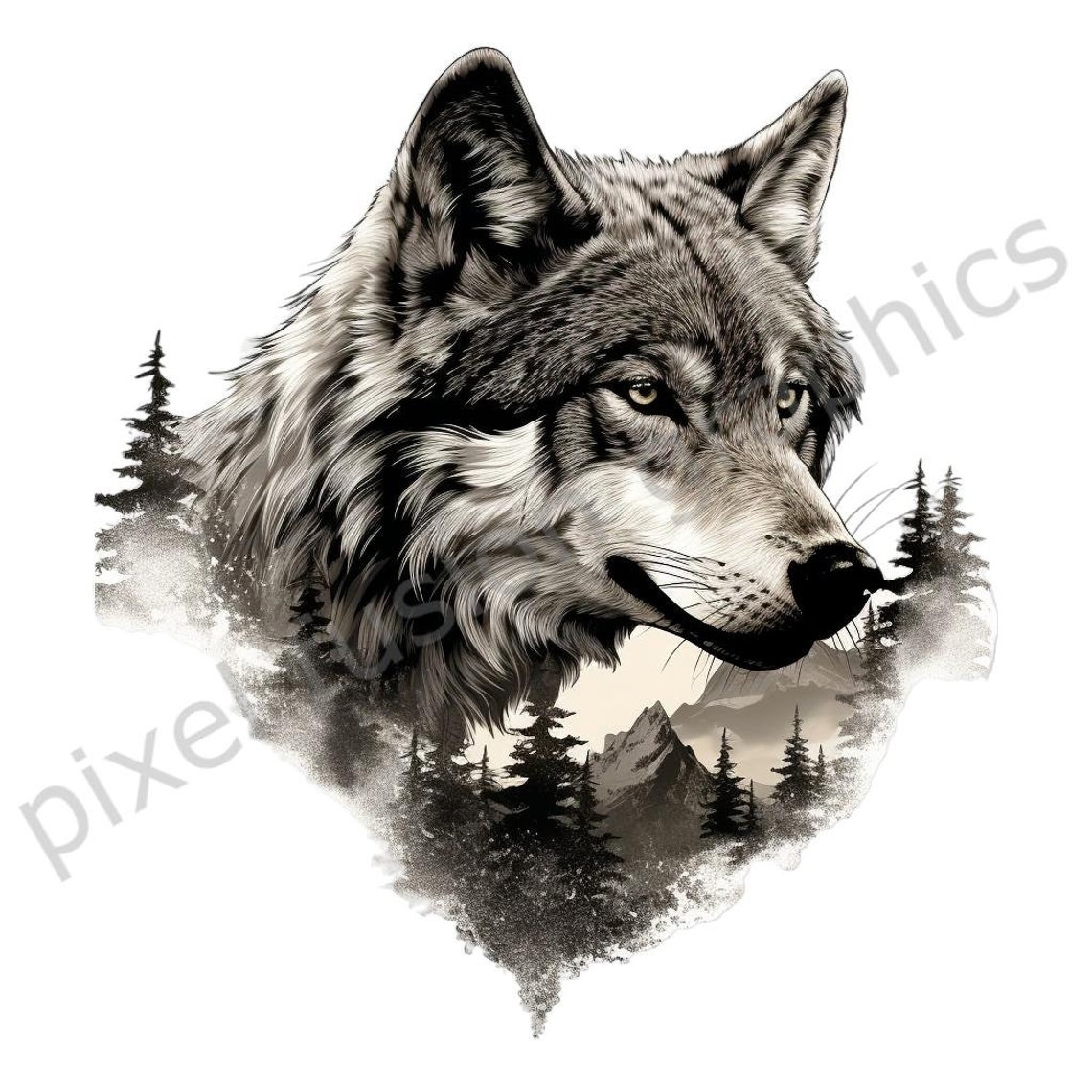 Wolf Clip Art Watercolor Gray Wolf PNG Gray Wolf Clipart Paper Crafts ...