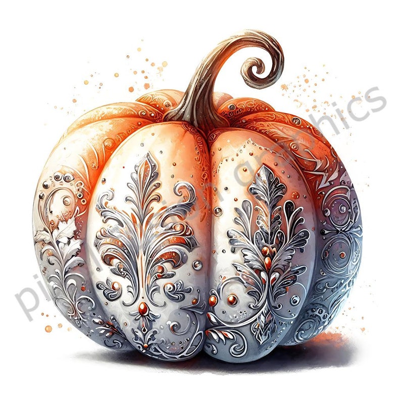 Glam Gemstone Fall Pumpkin Pastel Colors Clipart Boho Chic Dreamy Fall ...