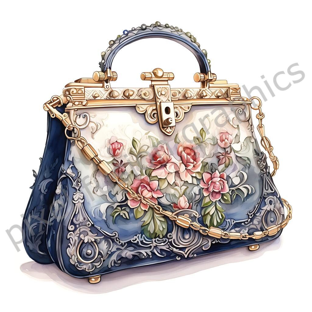 Victorian Purses Clipart Decorated Watercolor Purses Clip Art, High ...