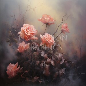 Misty Roses Clip Art Oil Painted Roses Digital Printing Blush Pink ...
