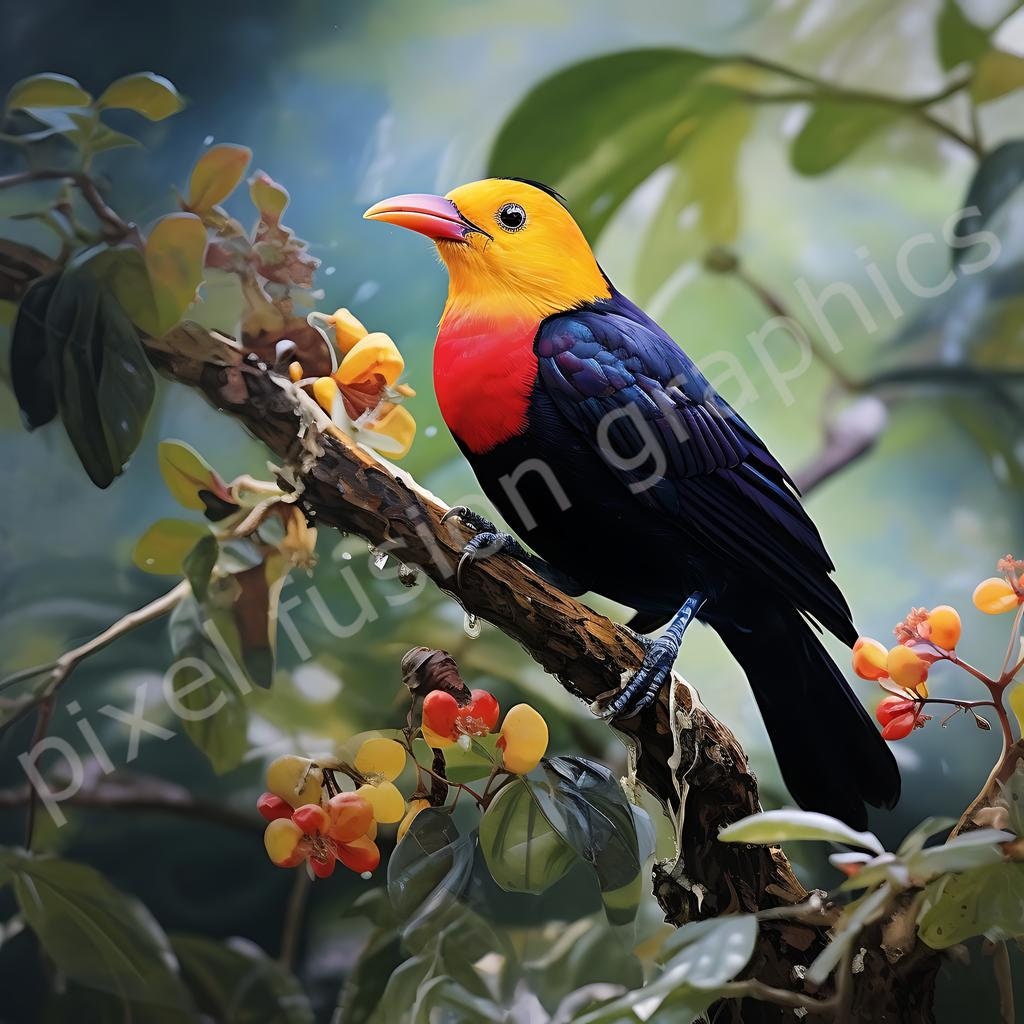 Tropical Rainforest Birds Unique JPG Watercolor Clip Art, Hyacinth ...