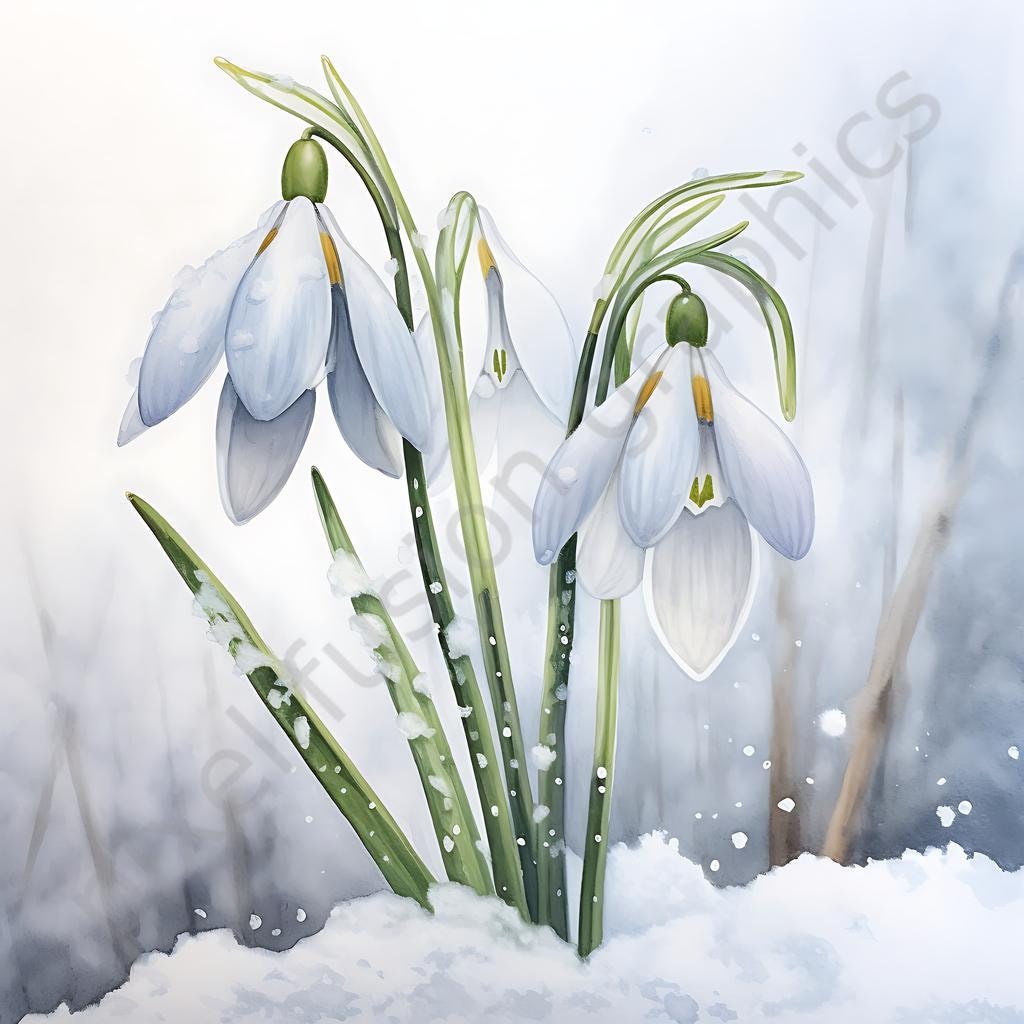 Snowdrop January Birthday Flower Watercolor Clip Art, High Quality ...