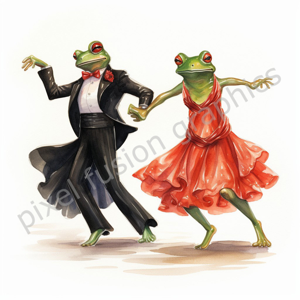 Dancing Frogs Watercolor Clip Art, High Quality Resolution, 300 DPI ...