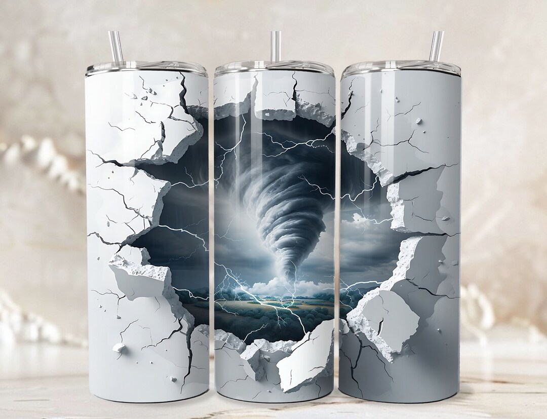 Tornado Hole in the Wall Tumbler Wrap 20oz Skinny Tumbler Png Design 3D ...