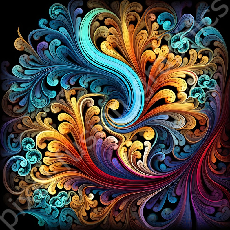 Fractal Clip Art Images Clip Art, 12 High Resolution, 300 DPI Instant ...
