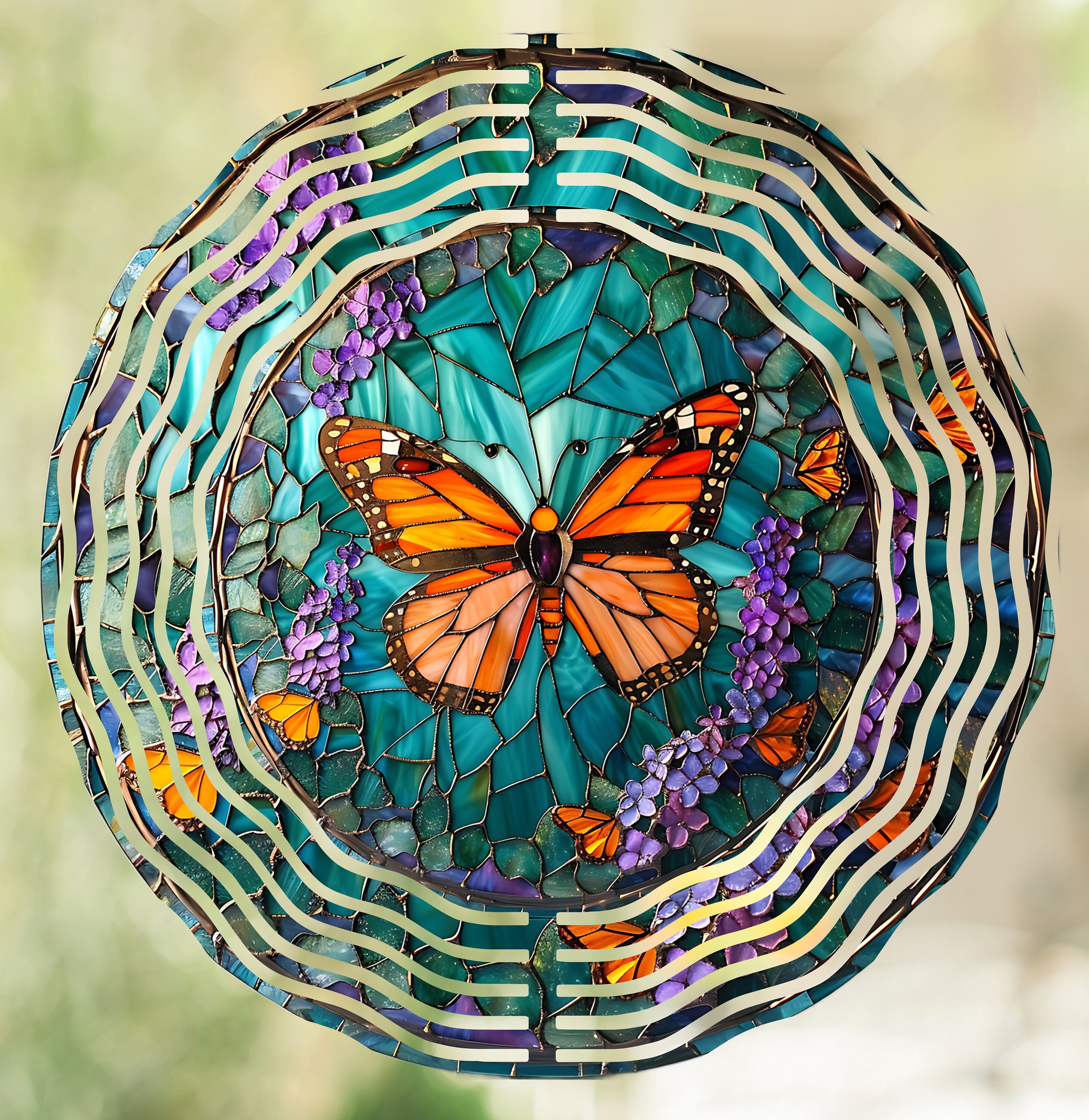 Monarch Butterfly Wind Spinner PNG Stained Glass Butterfly Garden Decor ...