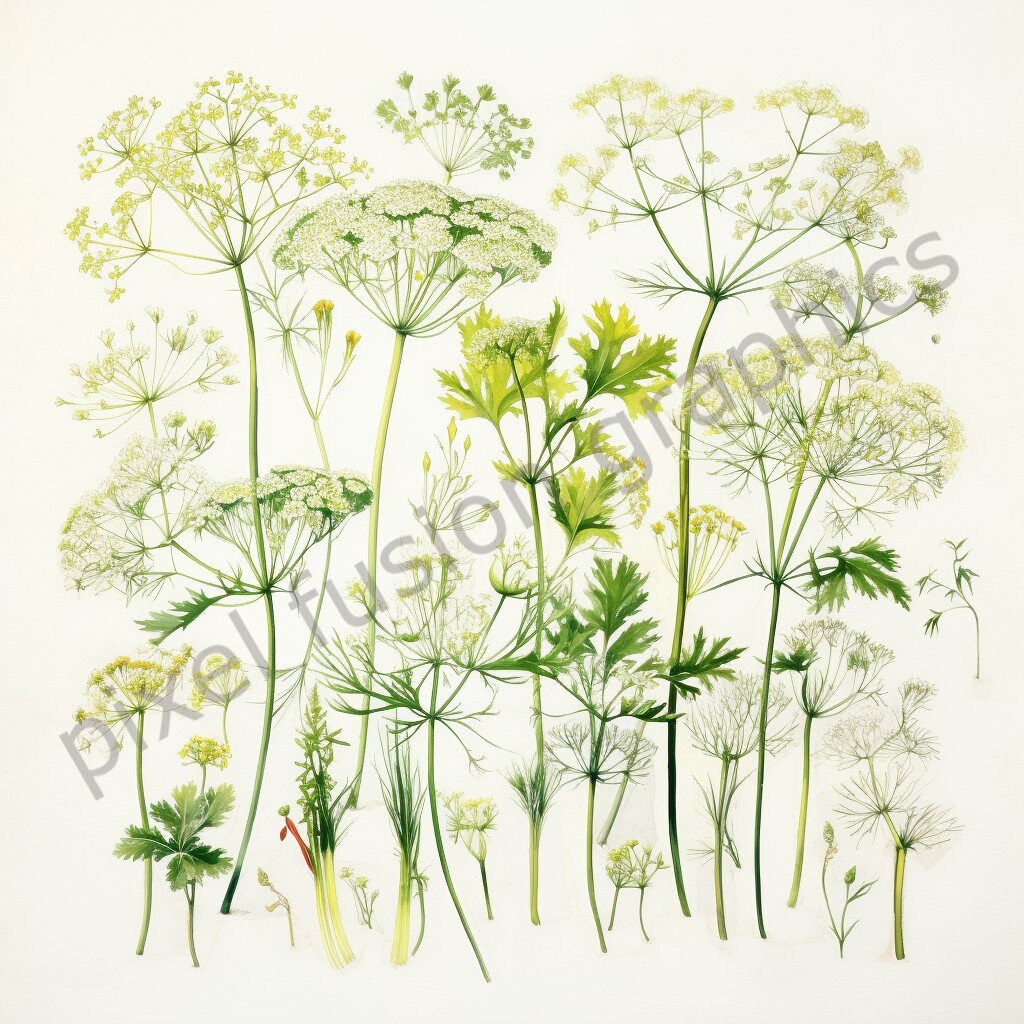 Herbs Watercolor Clip Art Set, High Quality Resolution Herbarium, 300 ...