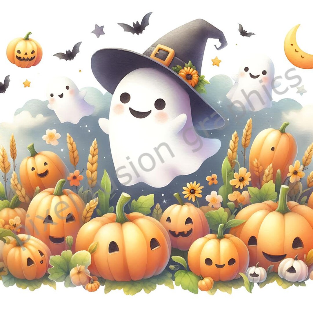 Cute Ghost Clip Art Spooky Season Halloween Party Ghost Trick or ...