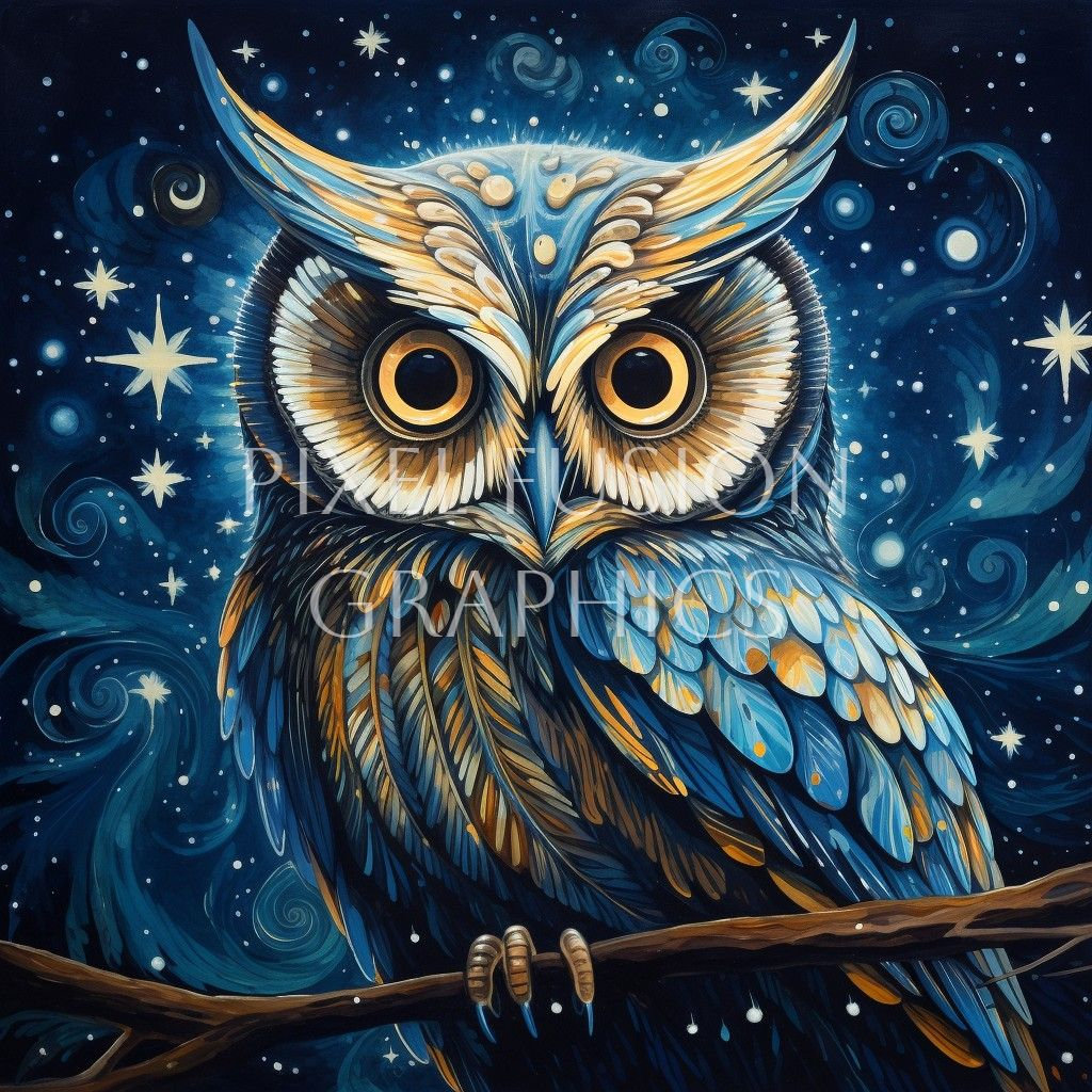 Owl Clipart, Starry Celestial Owl, Owl Sublimation, Cute Funny Animals, Whimsical Owls, Junk ...