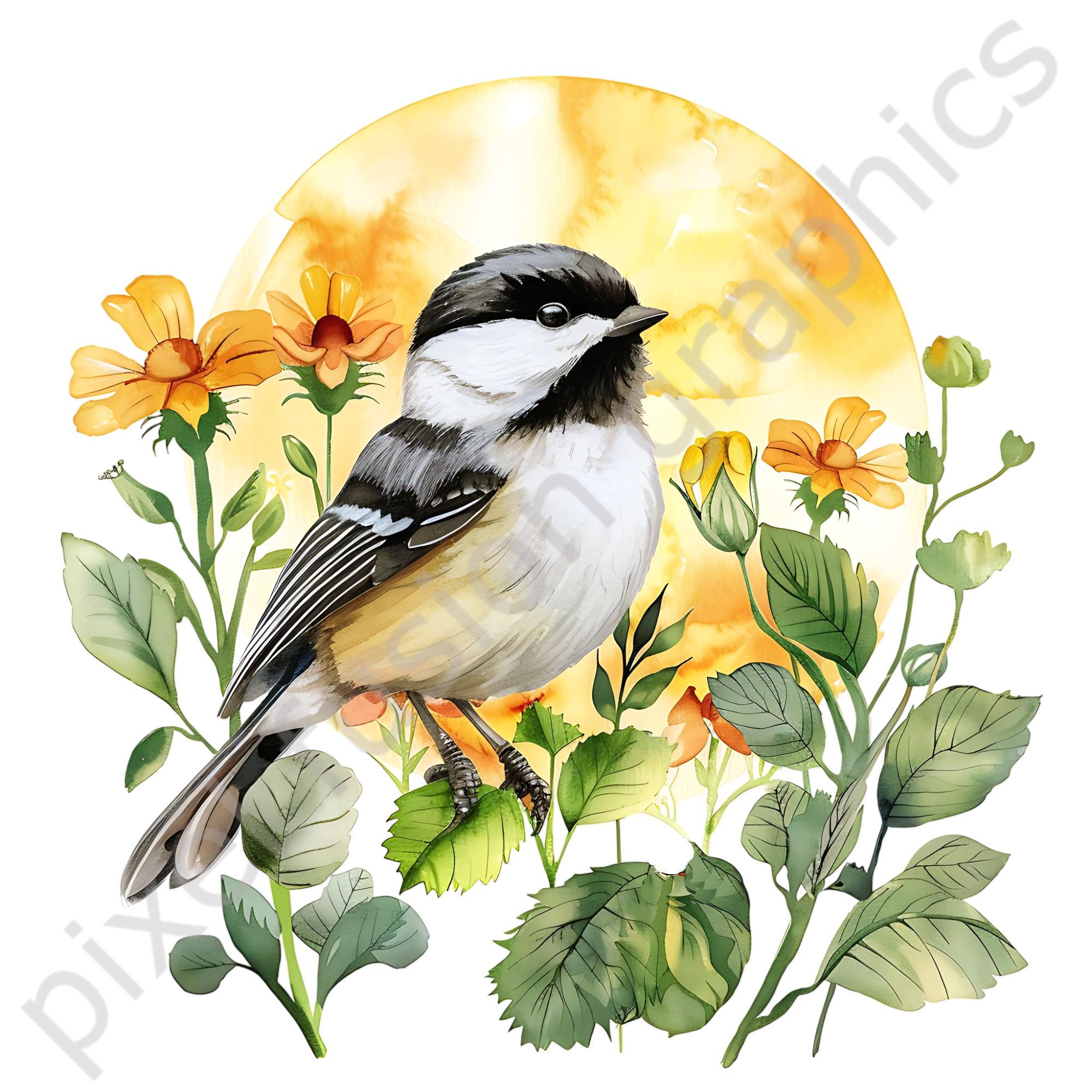 NEW Chickadee Bird Watercolor PNG Clip Art Spring and Summer Chickadee ...