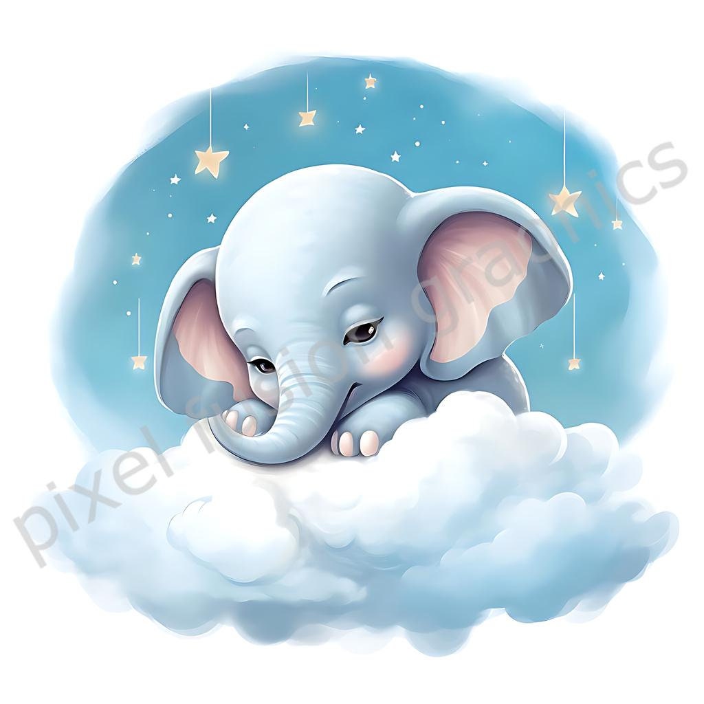 Cute Baby Elephants Clip Art Soft Colors Clipart Nursery Art Baby ...