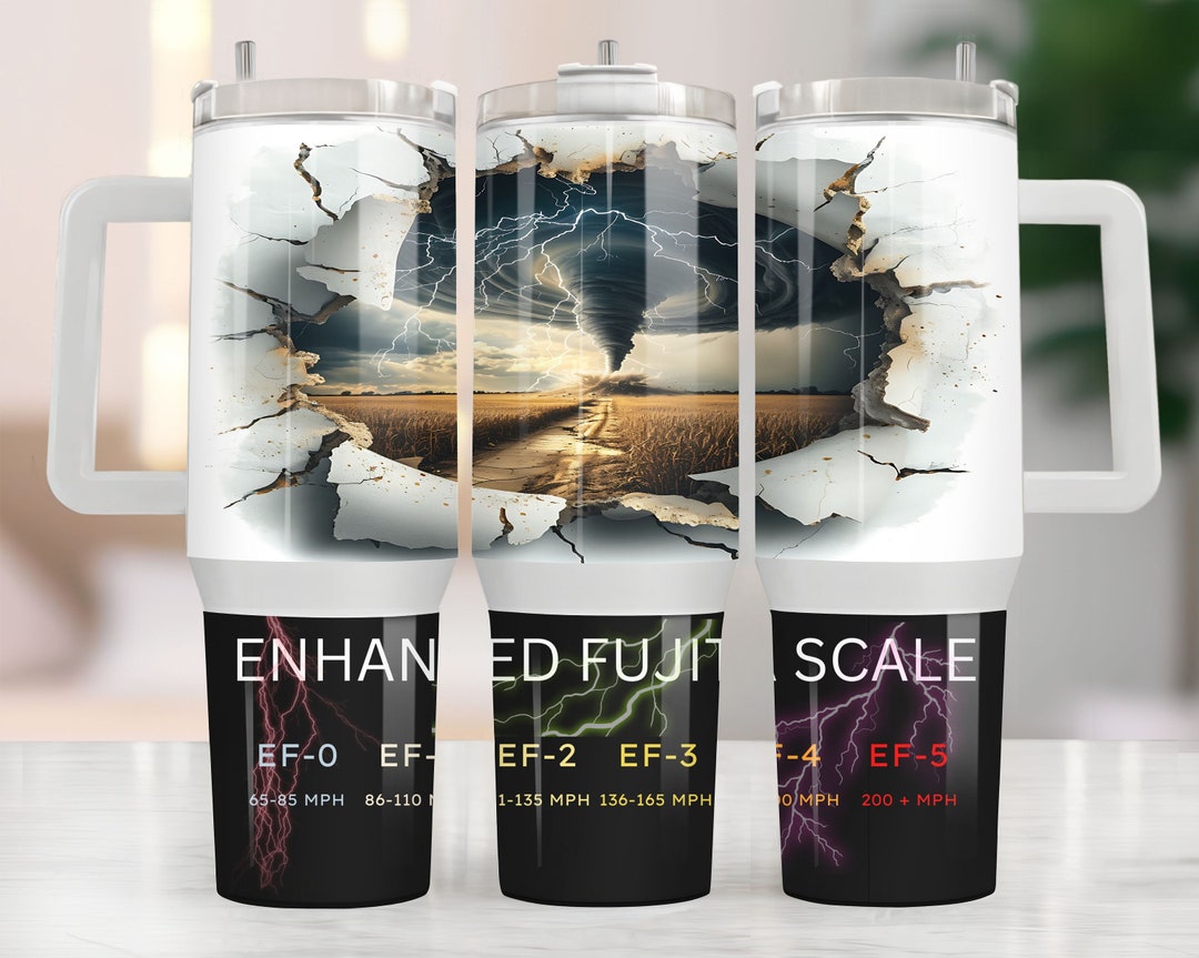 40 Oz 3D Tornado Quencher Tumbler Wrap Hole in the Wall Weather Fujita ...