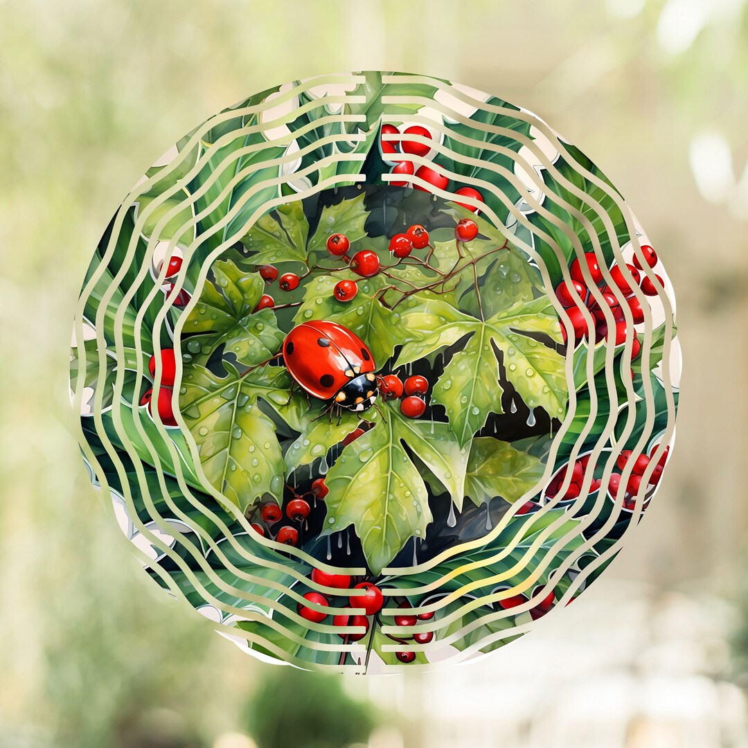 Ladybug Wind Spinner PNG Sublimation Design, Spring Round Hanging Wind ...