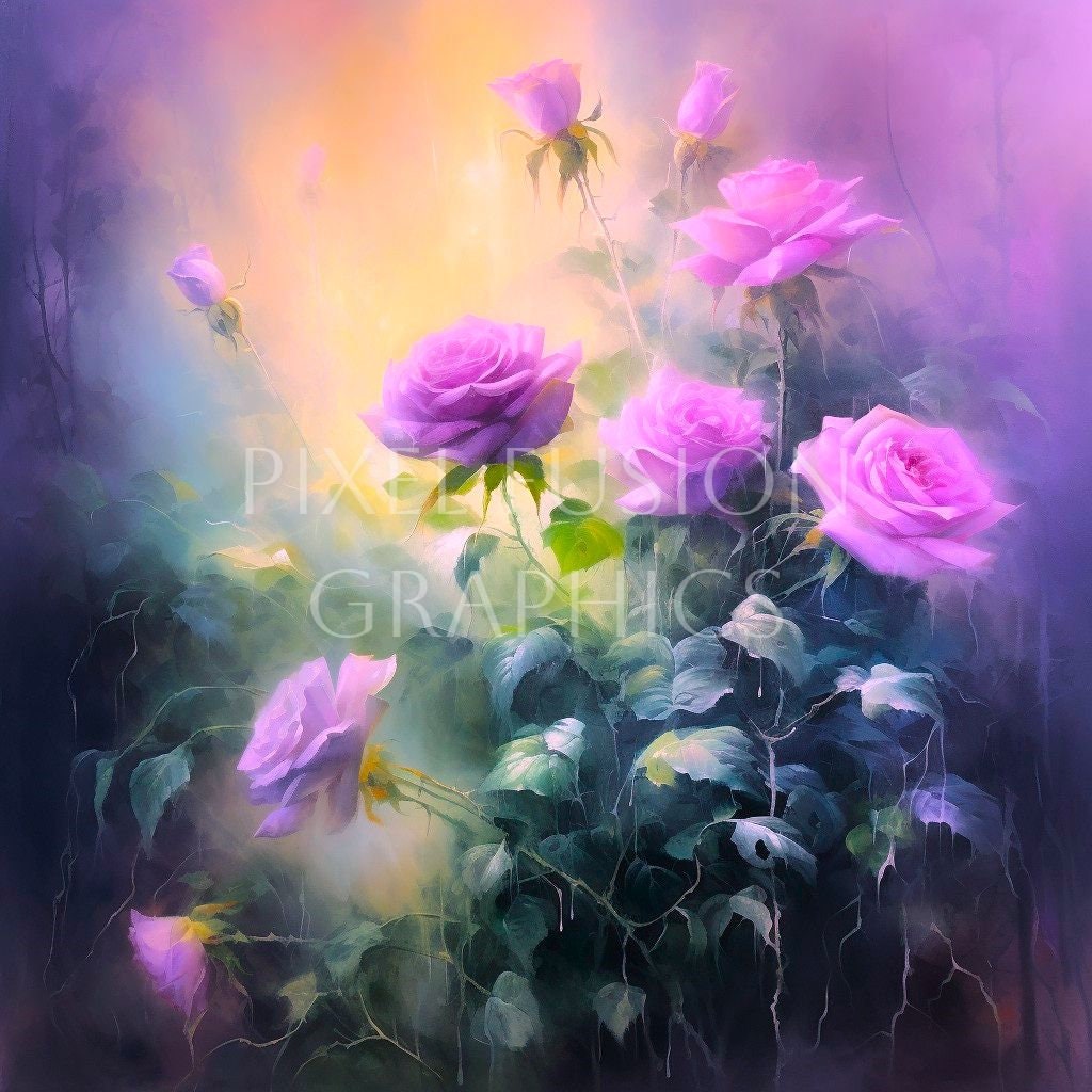 Misty Roses Clip Art Oil Painted Roses Digital Printing Blush Pink ...