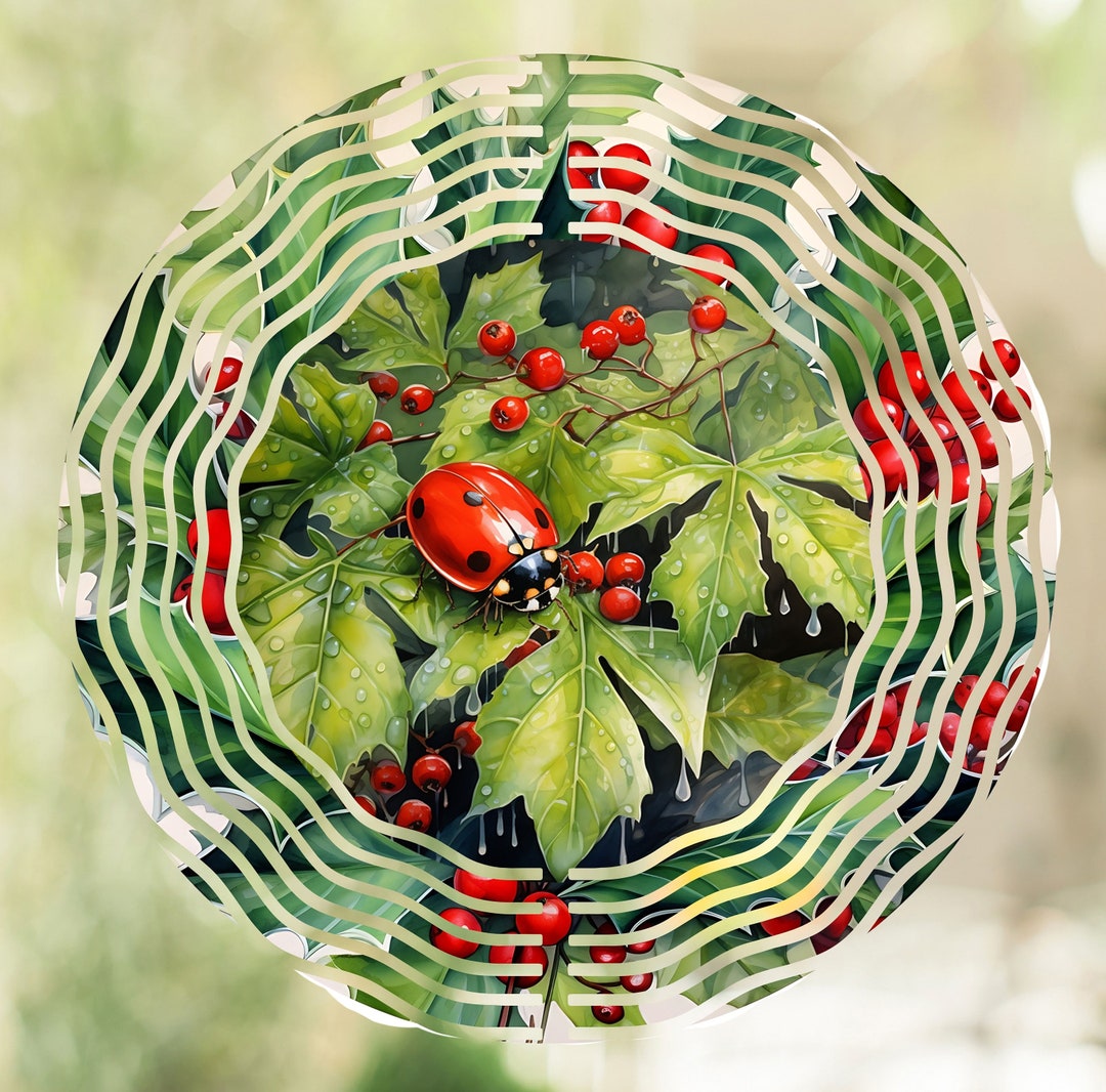 Ladybug Wind Spinner PNG Sublimation Design, Spring Round Hanging Wind ...